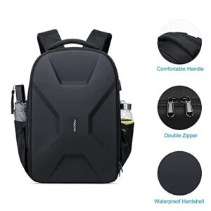 MOSISO Neoprene Sleeve Bag with Small Case Compatible with 13-13.3 inch Laptop & 15.6-16 inch Waterproof Hardshell Laptop Backpack with USB Charging Port, Black