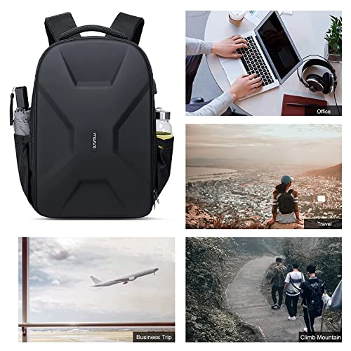 MOSISO Neoprene Sleeve Bag with Small Case Compatible with 13-13.3 inch Laptop & 15.6-16 inch Waterproof Hardshell Laptop Backpack with USB Charging Port, Black