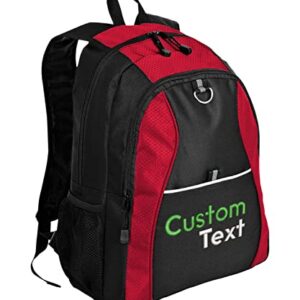 Personalized Contrast Honeycomb Backpacks, Red - Your Name - Customized Embroidery Backpack for School, Business