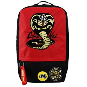 cobra kai tv show series red & black strike first tech backpack