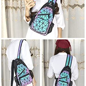 Luminous Geometric Backpacks Women Purses and Handbags Holographic Reflective Bags Iridescent Backpack D