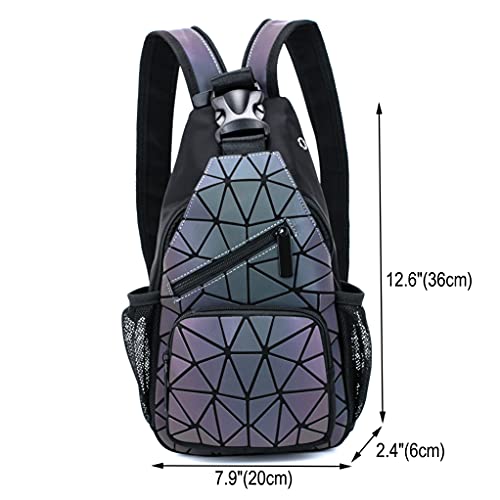 Luminous Geometric Backpacks Women Purses and Handbags Holographic Reflective Bags Iridescent Backpack D