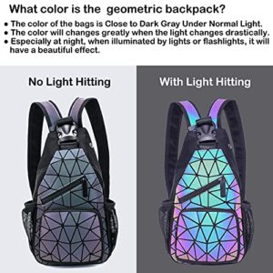 Luminous Geometric Backpacks Women Purses and Handbags Holographic Reflective Bags Iridescent Backpack D