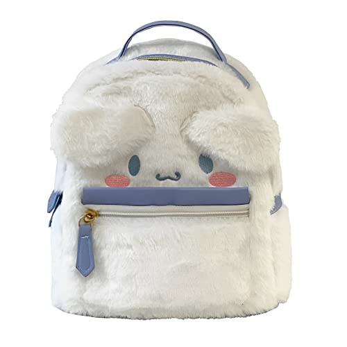 Cute Girl Small Plush Bag Backpacks Kawaii Cartoon Japanese Anime Furry Bag Leisure Daily Backpack Schoolbag Bookbag, White Dog