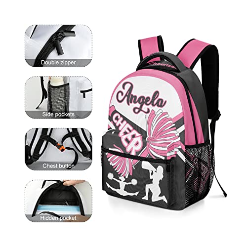 XOZOTY Cheerleader Backpack Custom Personalized Book Bags with Name Cheer Pom Pink