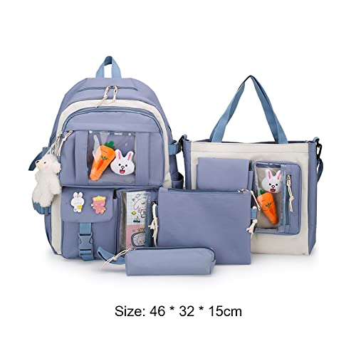 Kawaii Backpack with Kawaii Pendants and Pins 4Pcs Set Cute Rucksack for Teen Girls Back to School Backpack Cute Aesthetic Backpack School Bag