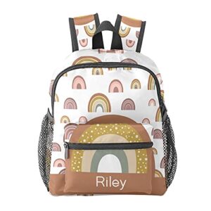 Grandkli Rainbow Personalized Kids Toddler Backpack for Boys Girls,Custom Mini School Backpack Bags Kindergarten,10inch(L)x4inch(W)x12inch(H)