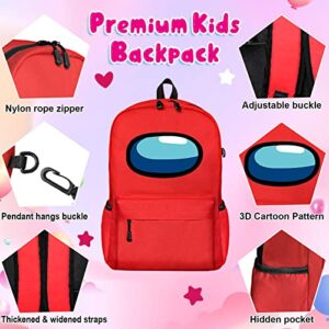 JOIXXV Kids School Backpack for Girls Boys, Student Bookbag Laptop Backpack with Lunch Box, Travel Teenagers Game Fans Gifts, Waterproof 17inch Outdoor Camping Red