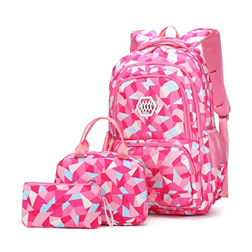 Ladyzone Camo School Backpack Lightweight Schoolbag Travel Camp Outdoor Daypack (Style-A Rosy)