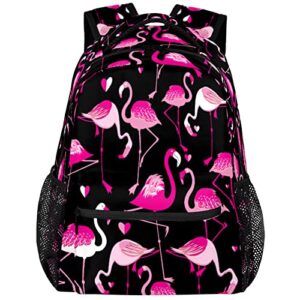 backpacks boys girls, kawaii pink flamingo lightweight school backpack laptop college bookbag, travel casual daypack, hiking camping computer rucksack