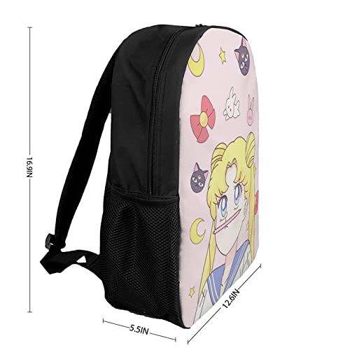 Anime Backpack Multifunction Laptop Bag with Two Zippers Cartoon Book Bag for Girl Teen 17 Inches