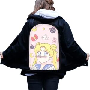 Anime Backpack Multifunction Laptop Bag with Two Zippers Cartoon Book Bag for Girl Teen 17 Inches