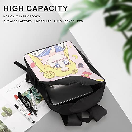 Anime Backpack Multifunction Laptop Bag with Two Zippers Cartoon Book Bag for Girl Teen 17 Inches