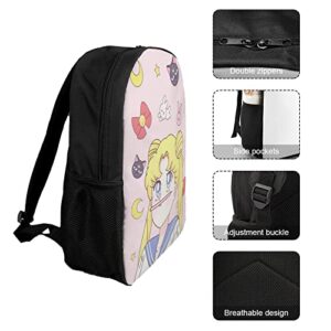 Anime Backpack Multifunction Laptop Bag with Two Zippers Cartoon Book Bag for Girl Teen 17 Inches