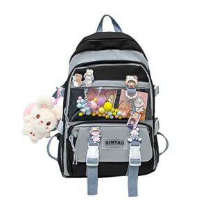 cute backpack kawaii high school students junior high school students primary school backpack schoolbag for girls (black)