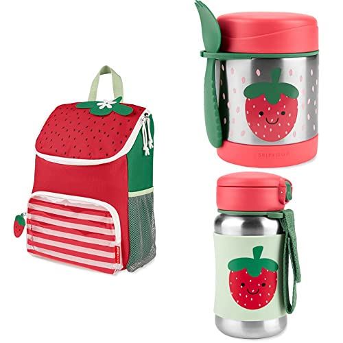 Skip Hop Back to School Big Kid Backpack and Mealtime Set, Strawberry