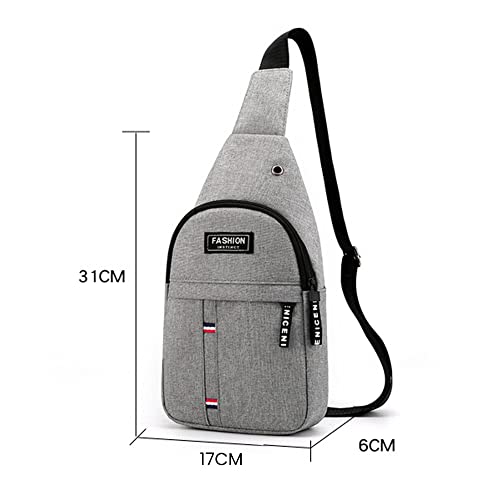 Man's Chest Bag Sling Backpack with Nylon One Shoulder Lightweight Bag for Friends Neighbors Colleagues Gray