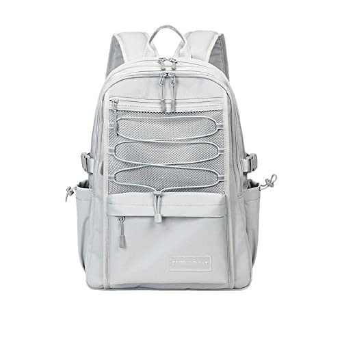 Laptop Bag 15.6 Inch Large Backpacks for Work Backpack for Women Travel Bag Mesh Pockets Cute School Bags Aesthetic Daypack (Grey)