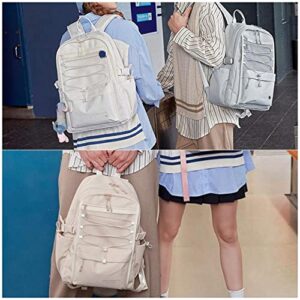 Laptop Bag 15.6 Inch Large Backpacks for Work Backpack for Women Travel Bag Mesh Pockets Cute School Bags Aesthetic Daypack (Grey)