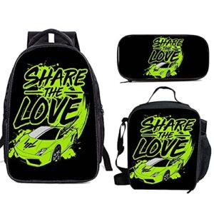 qinunipoto share the love backpack 3 piece set backpack for travel bag and lunchbox and pencil pouch