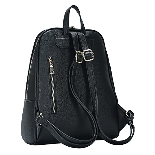 Sasha+Sofi - The Sofia Vegan Leather Multiple Compartment Stylish Backpack for Women - Black