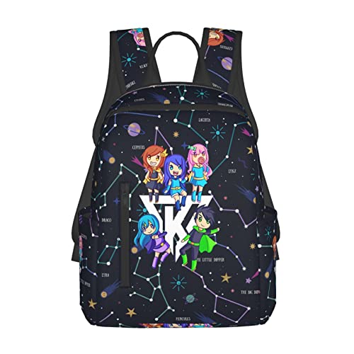 Cute Compact Travel Backpack,The Krew Its-Funneh Protagonists Poster Bookbag with Multiple Zipper Pockets, Smooth Fabric, Lightweight, Casual Backpack Daypacks for Women, Teens, Boys, Girls 14.7In