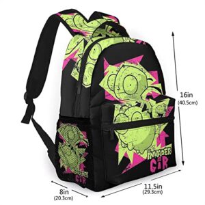 Casual Backpack Invader Cartoon_Zim Unisex High Capacity Students Schoolbag Travel Fashion Shoulders Bag