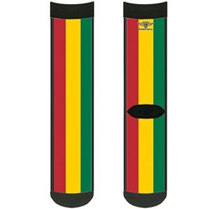 buckle-down unisex-adult’s socks rasta crew, multicolor