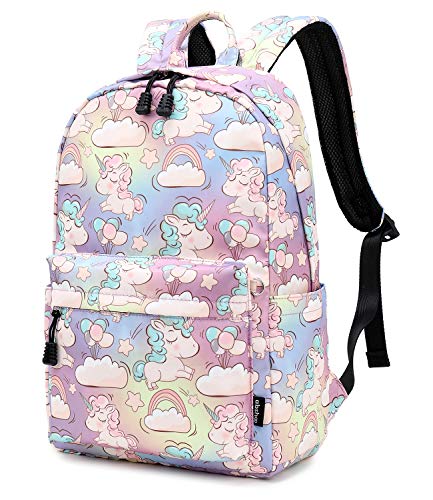 Abshoo Cute Lightweight School Boobag Kids Unicorn Backpacks for Girls Backpacks with Lunch Bag (B Unicorn Rainbow)