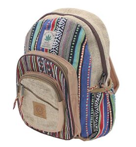 kayjaystyles small lightweight daypack backpack handmade himalayan hemp travel, hiking, purse for men, women & girls