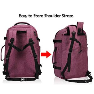 Hynes Eagle Travel Backpack 40L Flight Approved Carry on Backpack Red Violet with Black 3PCS Packing Cubes Set