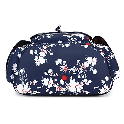 NOHCLIE Large Belt Drawstring Backpack Women Floral Casual College Bookbag Lady Travel Rucksack 15.6 inches Laptop Bag (Plum Blossom)