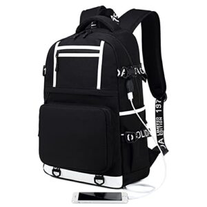 GENGX WesQi Student Boys Travel Knapsack,Neymar JR School Backpack Large Waterproof Laptop Bag with USB Charging Port