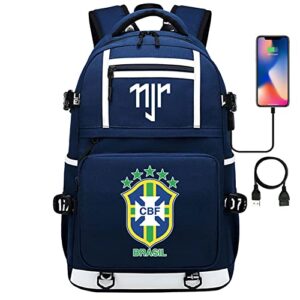 GENGX WesQi Student Boys Travel Knapsack,Neymar JR School Backpack Large Waterproof Laptop Bag with USB Charging Port