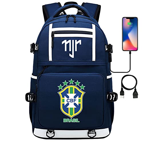 GENGX WesQi Student Boys Travel Knapsack,Neymar JR School Backpack Large Waterproof Laptop Bag with USB Charging Port