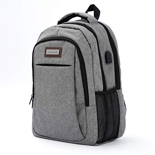 Likableb Travel Laptop Backpack with usb Charging Port for Women & Men (gray)