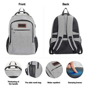 Likableb Travel Laptop Backpack with usb Charging Port for Women & Men (gray)