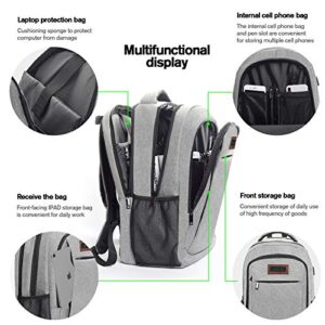 Likableb Travel Laptop Backpack with usb Charging Port for Women & Men (gray)