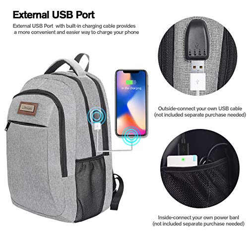 Likableb Travel Laptop Backpack with usb Charging Port for Women & Men (gray)