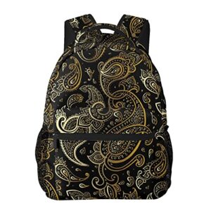 rimench boys grils rucksacks back to school – paisley gold black bookbag school daypack backpack travel hiking daypack, gym outdoor hiking bag business computer bag