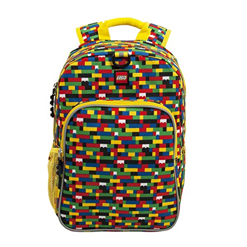 LEGO Heritage Classic Kids School Backpack Bookbag, for Travel, On-the-Go, Back to School, Boys and Girls, with Adjustable Padded Straps and Fun patterns, Brick Wall