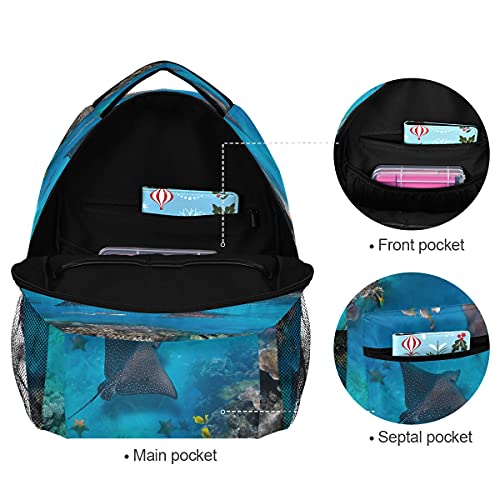 xigua Sea Stingray Print Computer Backpack - Lightweight School Bag for Boys Girls Tenns