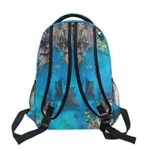 xigua Sea Stingray Print Computer Backpack - Lightweight School Bag for Boys Girls Tenns