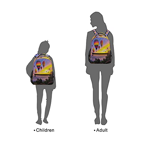 ATTX Colorful Hot Air Balloon Backpack Travel Casual Daypacks for Women and Men, School Water Resistant Bookbag for Boys Girls Teens