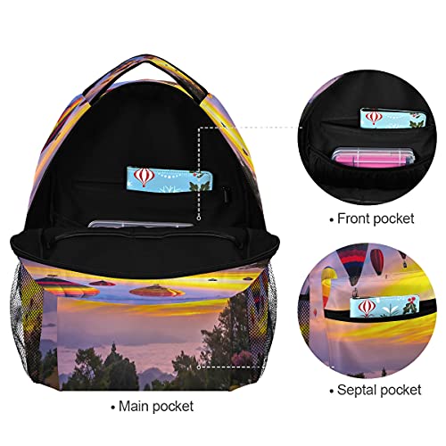 ATTX Colorful Hot Air Balloon Backpack Travel Casual Daypacks for Women and Men, School Water Resistant Bookbag for Boys Girls Teens