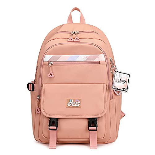 AONUOWE Aesthetic Cute Back to School Backpack for Girls and Boys Large Capacity School Bag in 6 Colors (Pink)