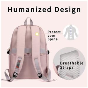 AONUOWE Aesthetic Cute Back to School Backpack for Girls and Boys Large Capacity School Bag in 6 Colors (Pink)