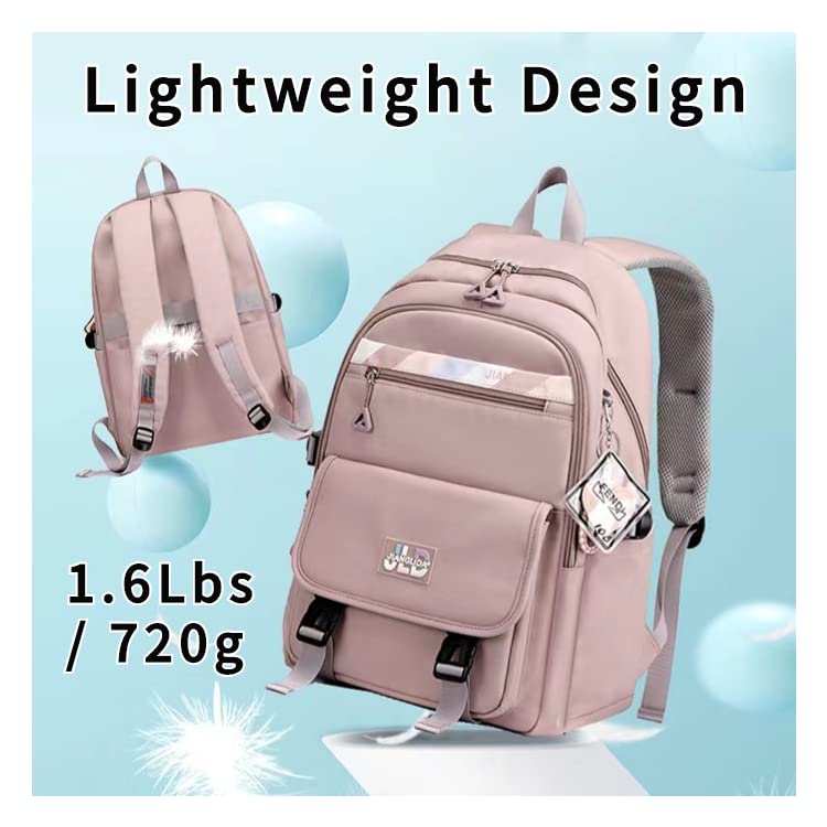 AONUOWE Aesthetic Cute Back to School Backpack for Girls and Boys Large Capacity School Bag in 6 Colors (Pink)