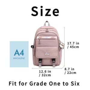 AONUOWE Aesthetic Cute Back to School Backpack for Girls and Boys Large Capacity School Bag in 6 Colors (Pink)