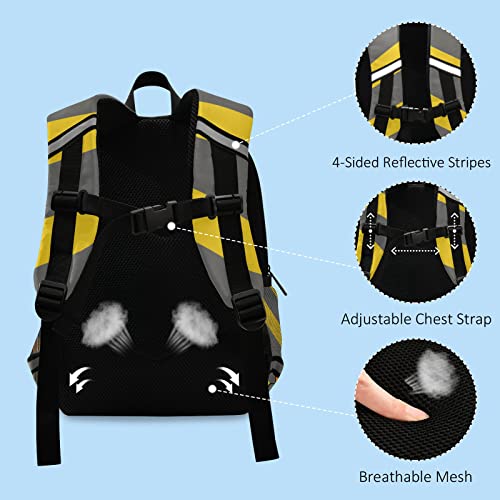 Excavator Yellow Gray Twill Kid's Toddler Backpack for Boys Girls Mini Schoolbag Preschool Nursery Travel Bag